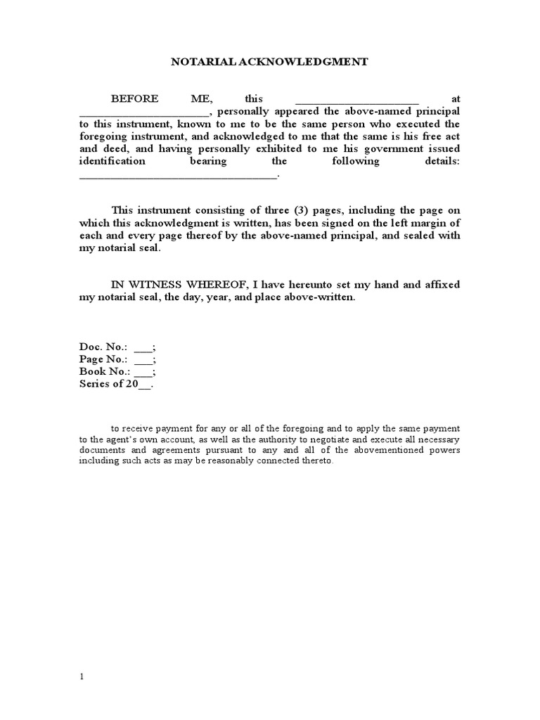 Notarial Acknowledgement Sample Philippines