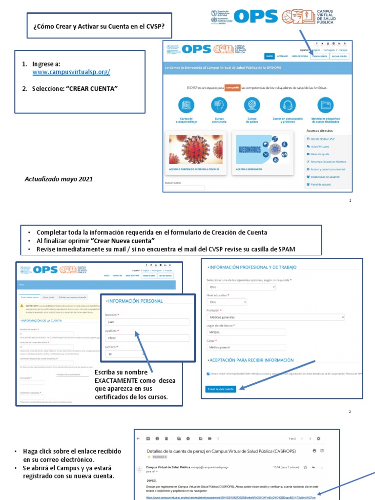 CVSP Instructivo Creacion Cuenta Matriculacion 2021 | PDF