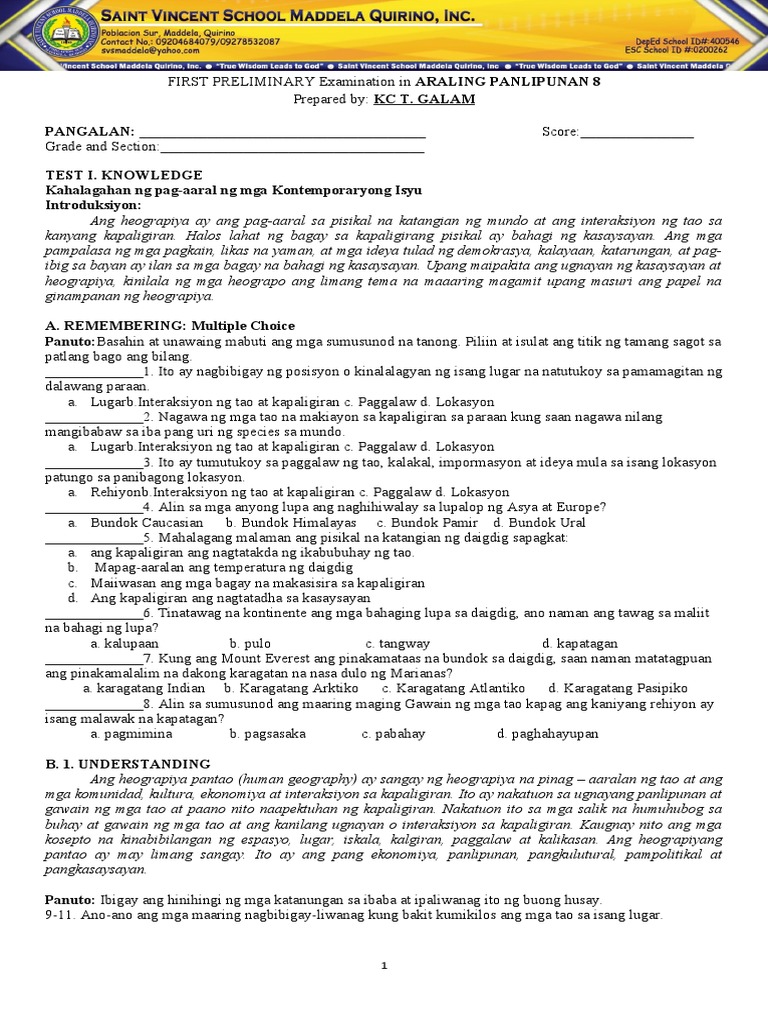 1ST Prelim Ap8 | PDF