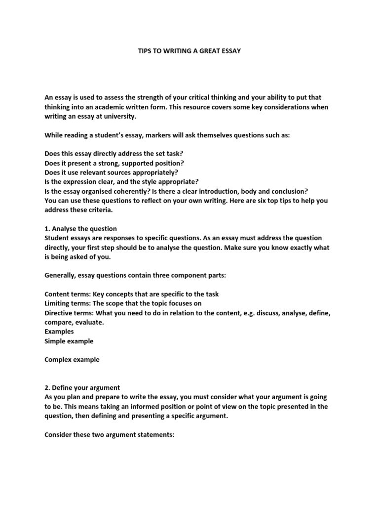 Tips To Writing A Great Essay-1 | PDF | Essays | Argument