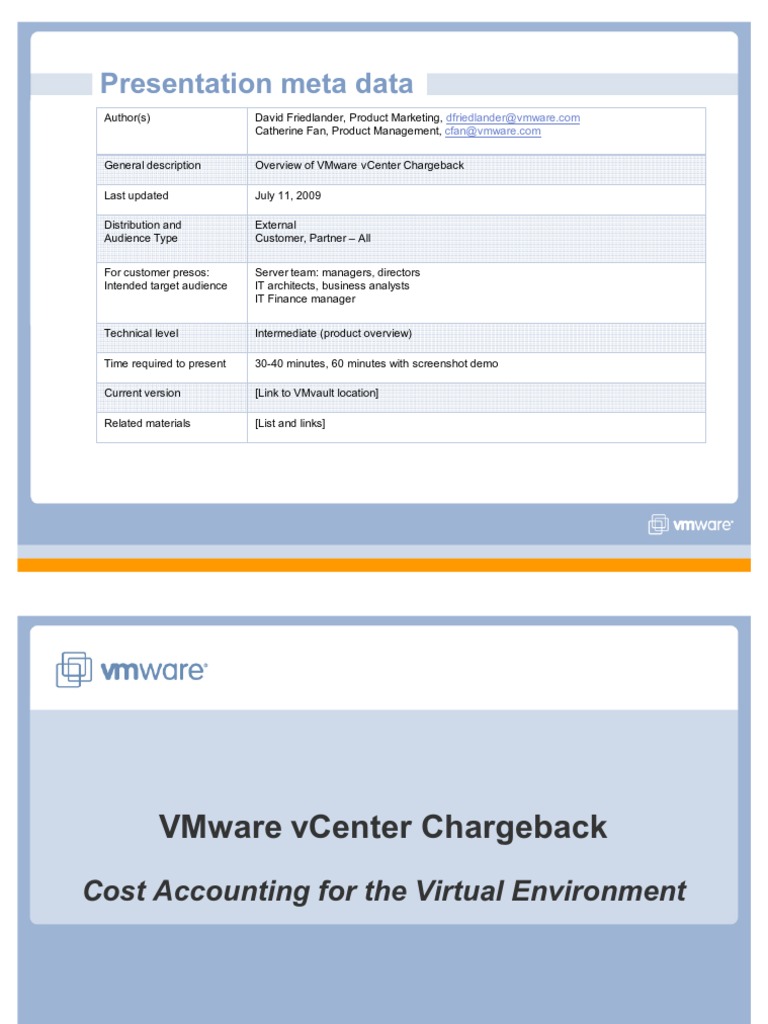 VMware vCenter Chargeback: Cost Accounting for the Virtual Environment ...