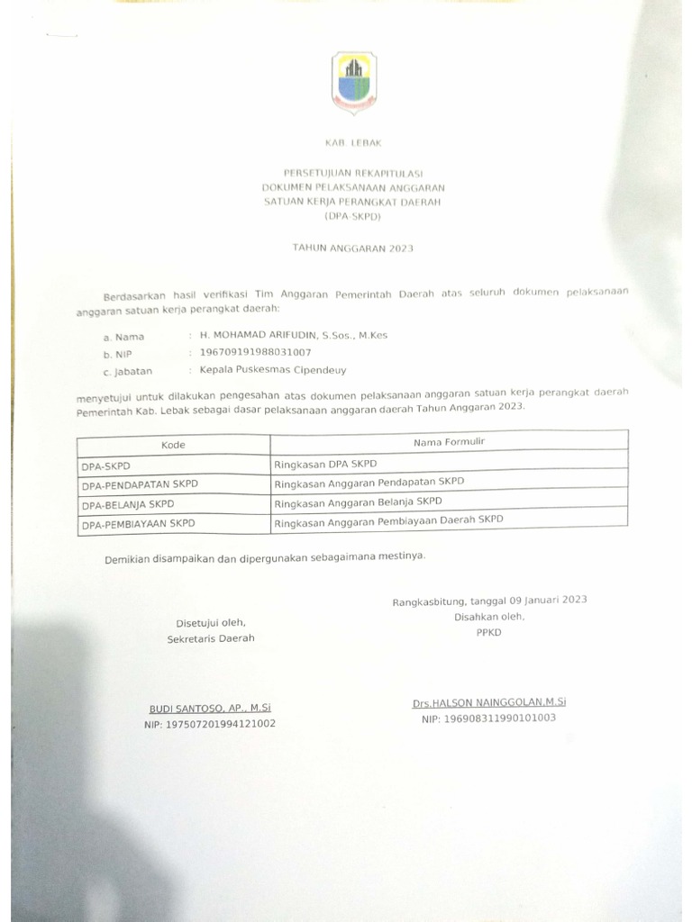 RKA SKPD 2023 PKM Cipeundeuy | PDF