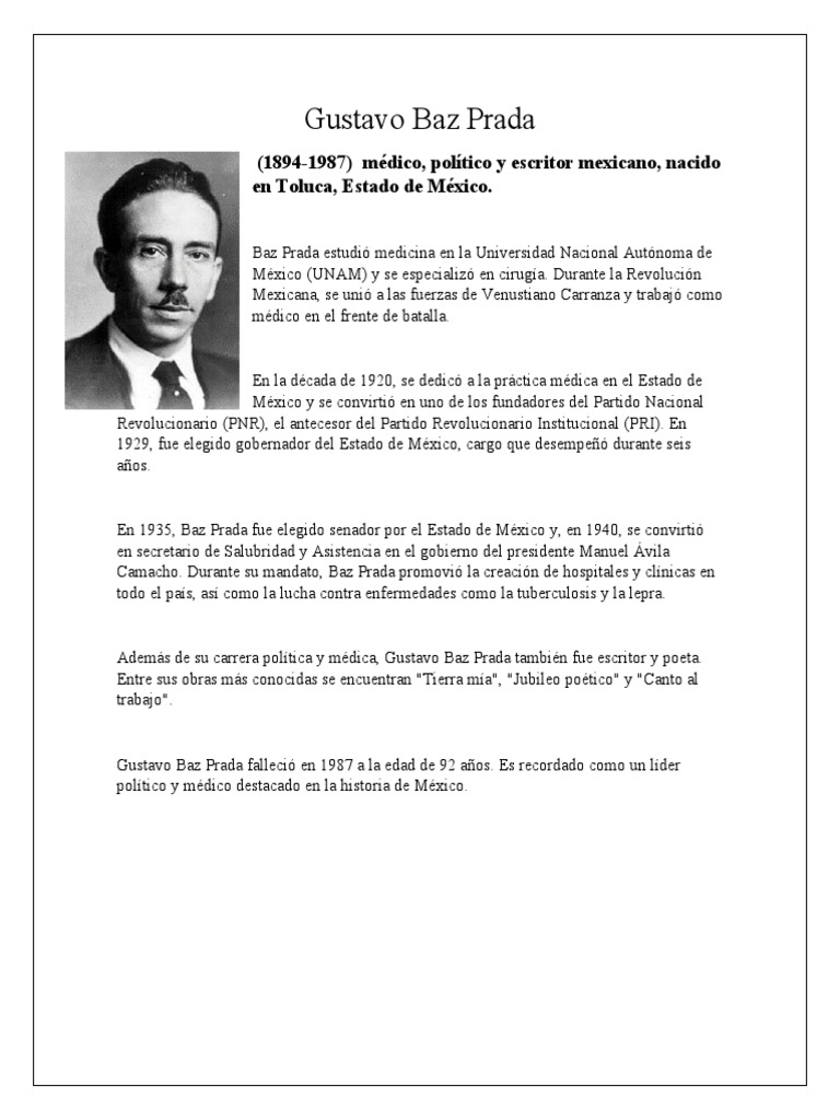 Biografía de Gustavo Baz Prada | PDF