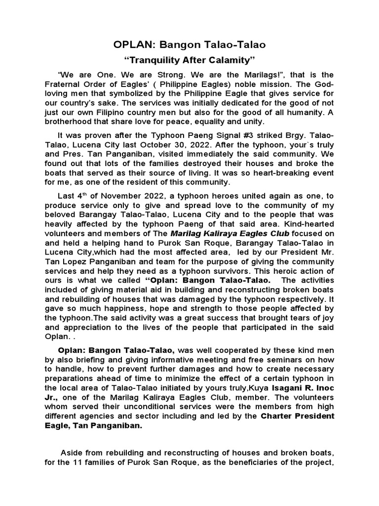 Bangon Talao Talao Marilag Eagles | PDF