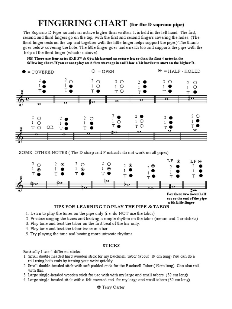 Fingering Chart Tips and Sticks | PDF | Music Production | Music Technology