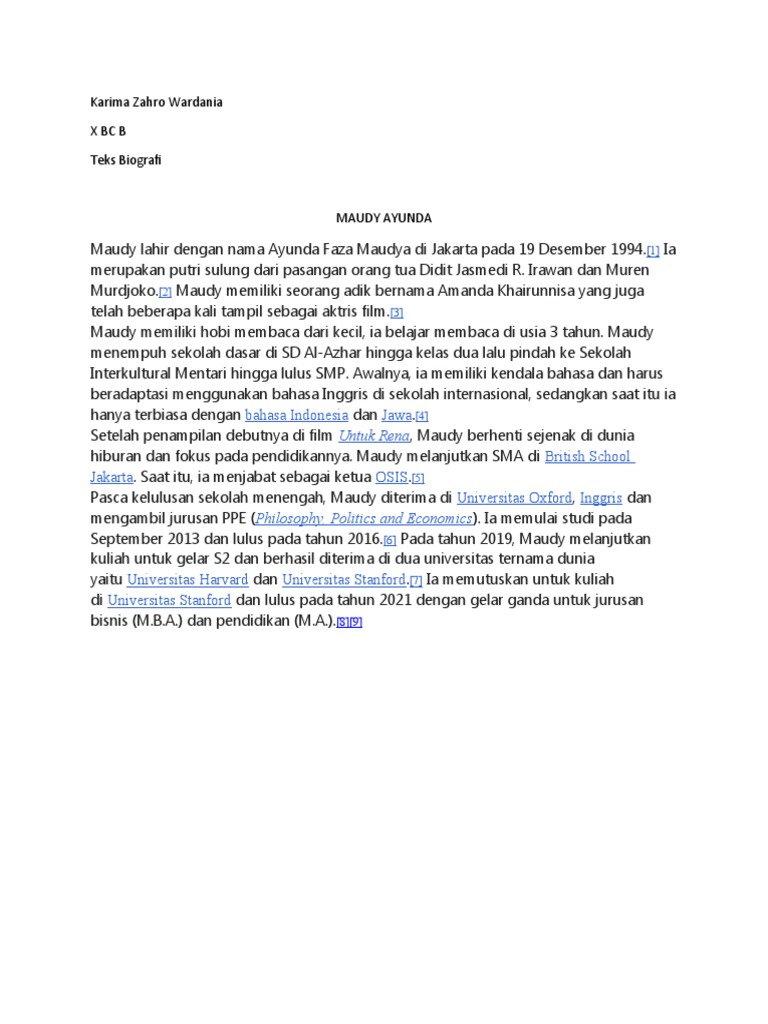 Karima Zahro - Teks Biografi | PDF