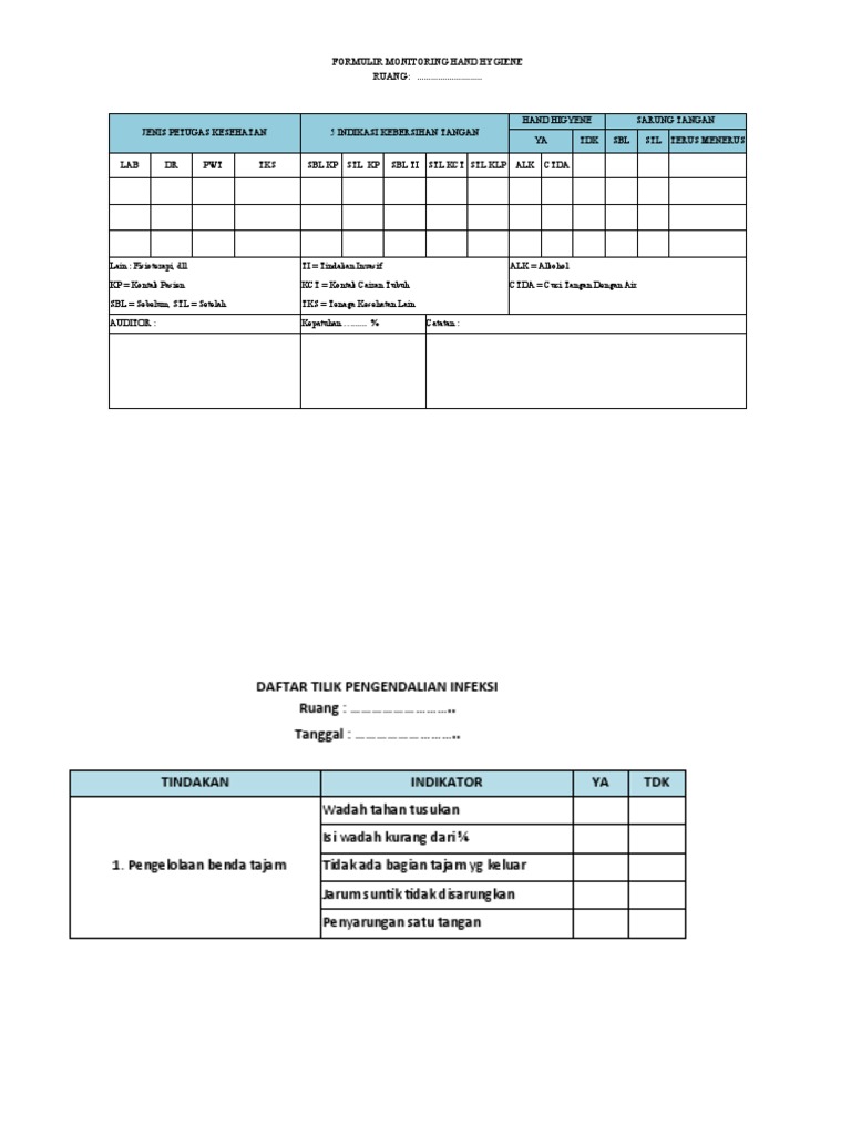 FORMULIR MONITORING HAND HYGIENE | PDF