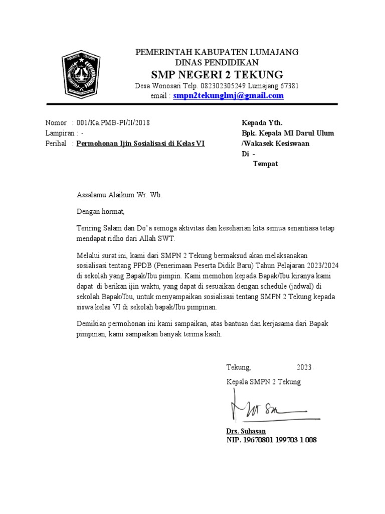 surat sosialisasi ppdb | PDF