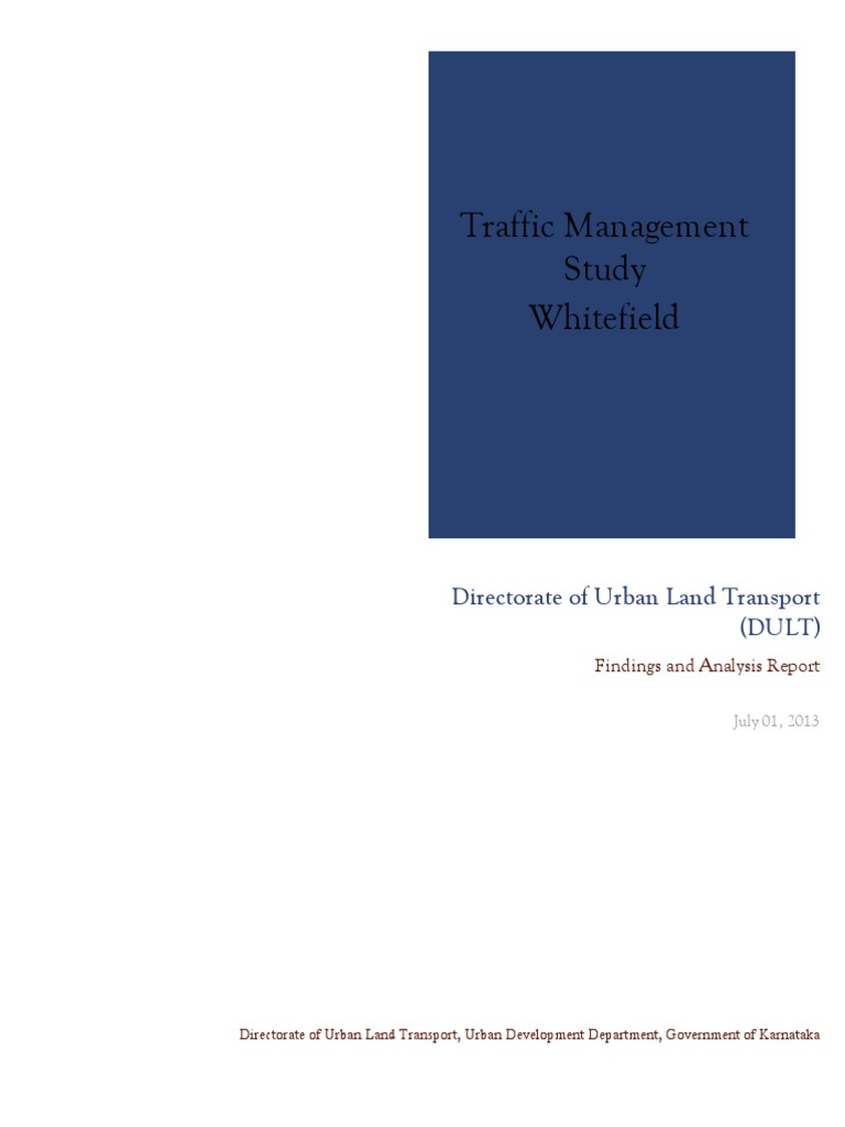 Traffic Management Report - Whitefield | PDF | Traffic | Intersection ...