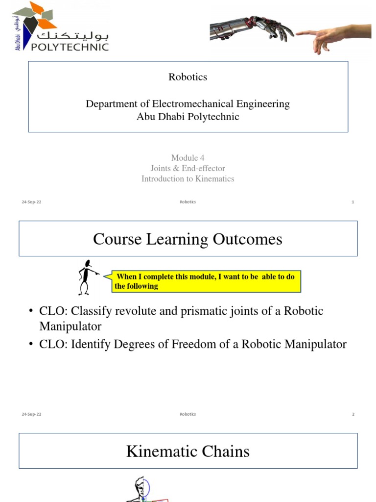Kinematics in Robotics: Joints & DOF | PDF | Robotics | Mechanics