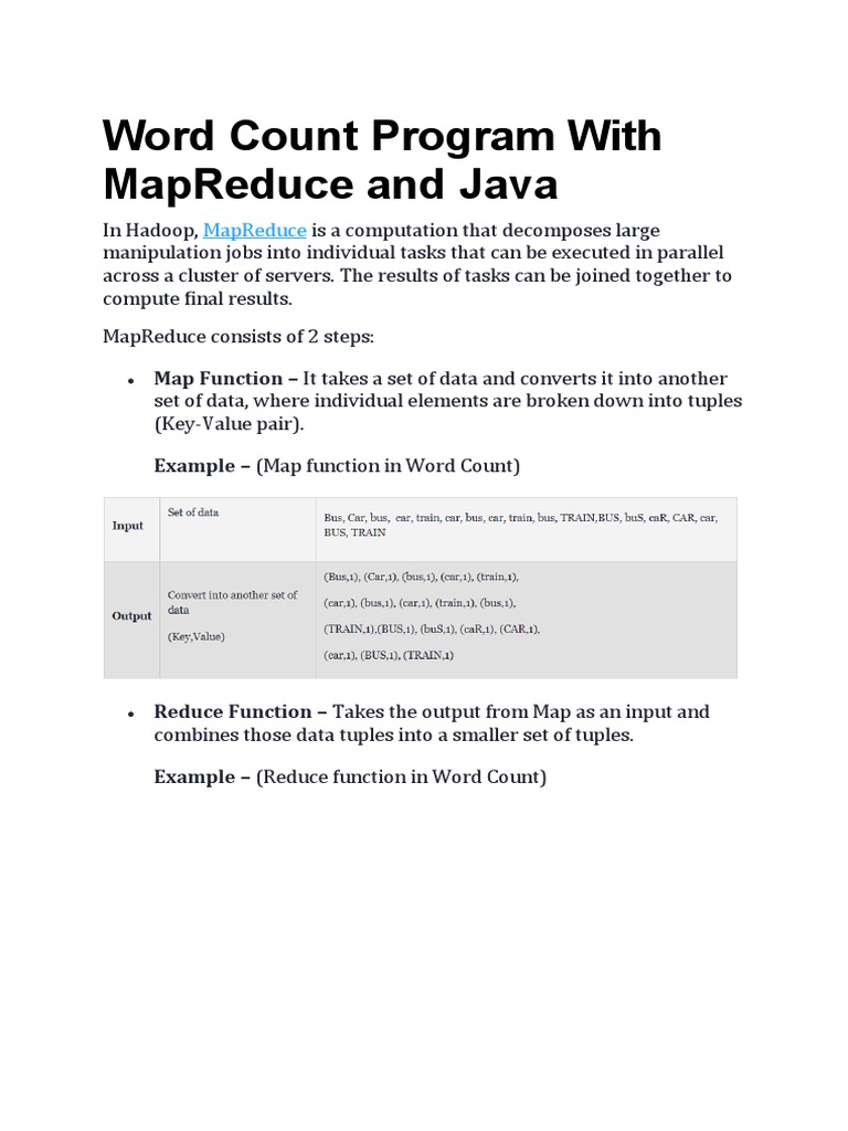 Word Count Program With Mapreduce And Java Pdf Map Reduce Apache Hadoop