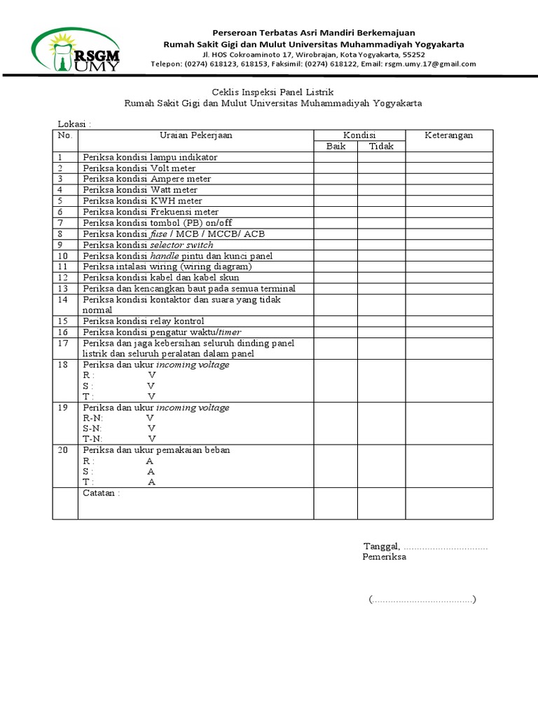 Ceklist Panel Listrik | PDF