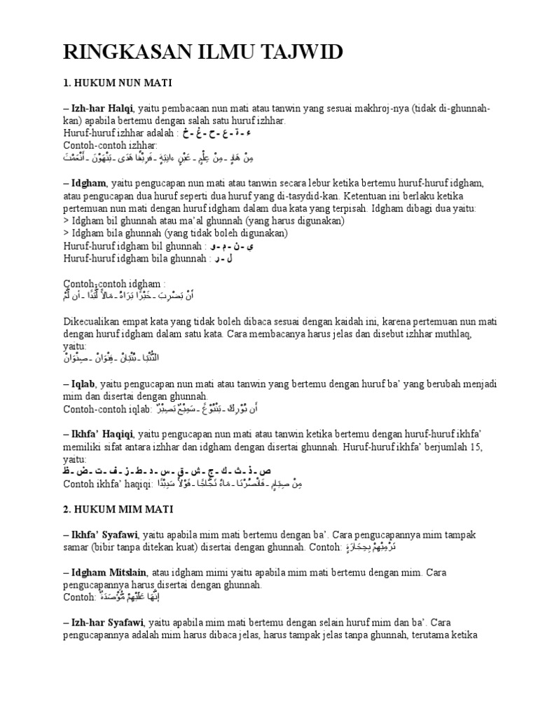 RINGKASAN ILMU Tajwid | PDF