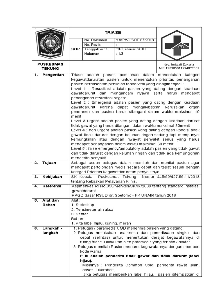 SOP TRIASE Edit Fix | PDF