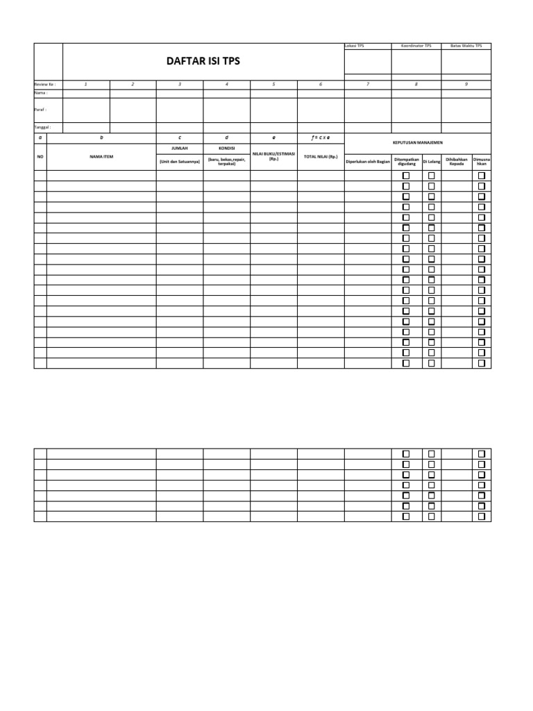 Daftar Isi TPS | PDF