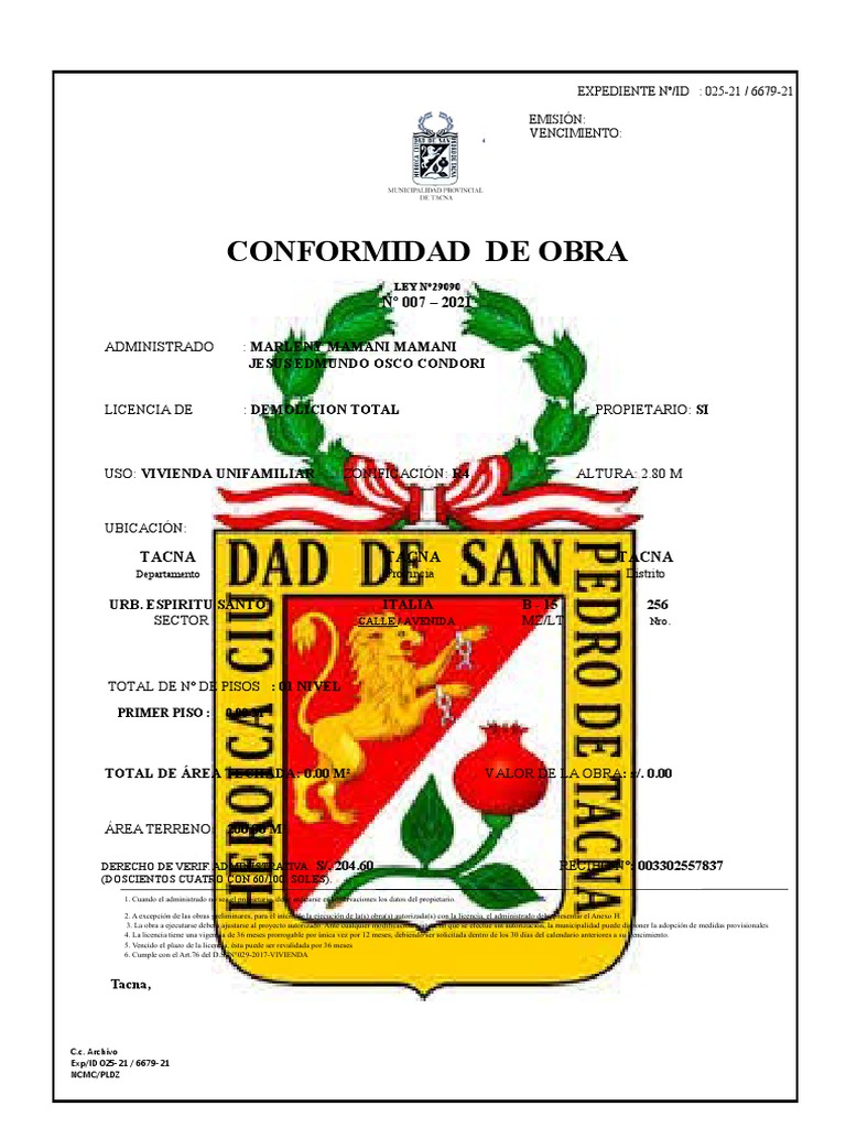 Marleny Mamani Mamani Conformidad | PDF Marleny Mamani Mamani Conformidad | PDF