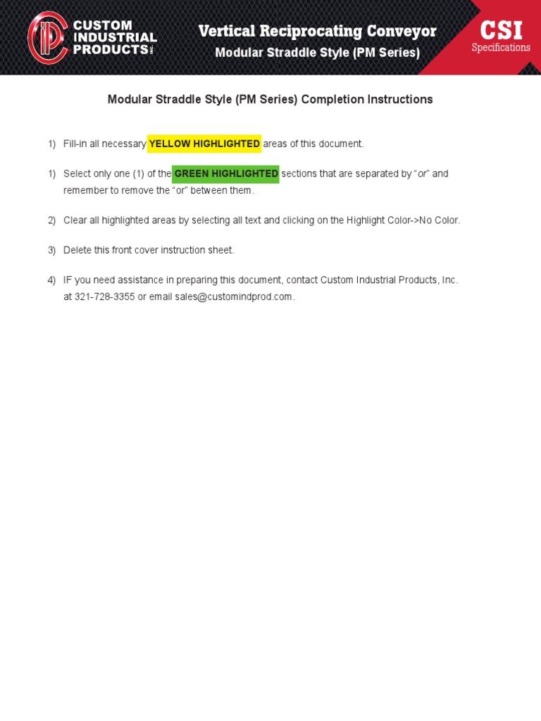 Vertical Reciprocating Conveyor: Modular Straddle Style (PM Series ...