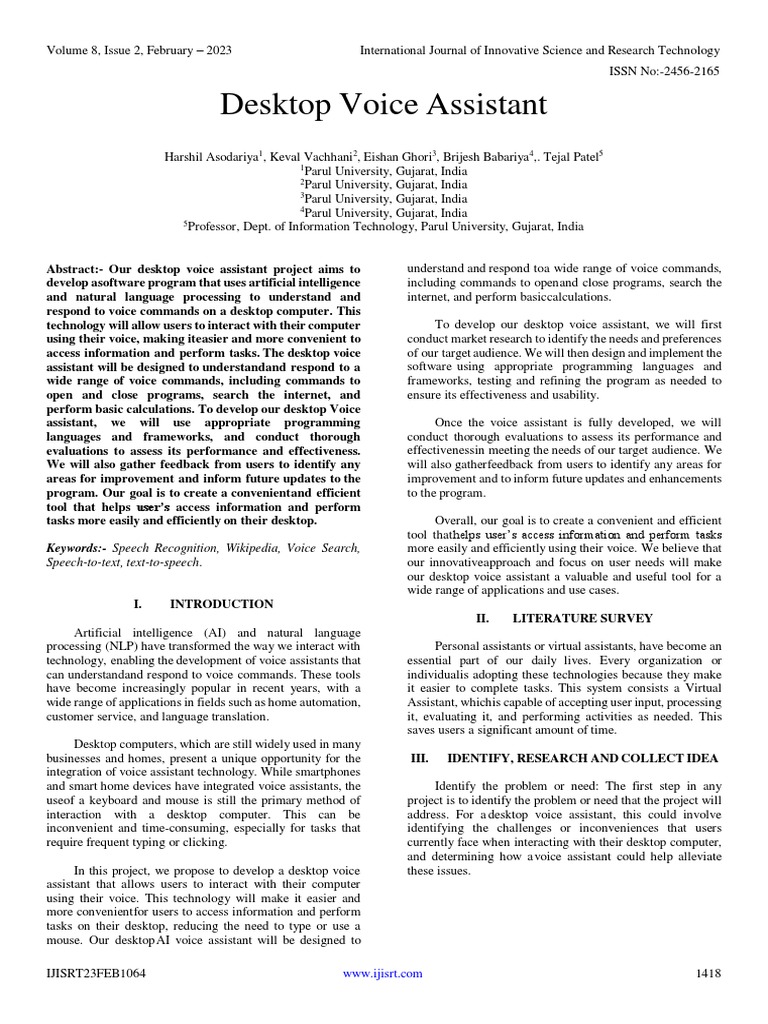 Desktop Voice Assistant | PDF | Speech Recognition | Artificial Intelligence