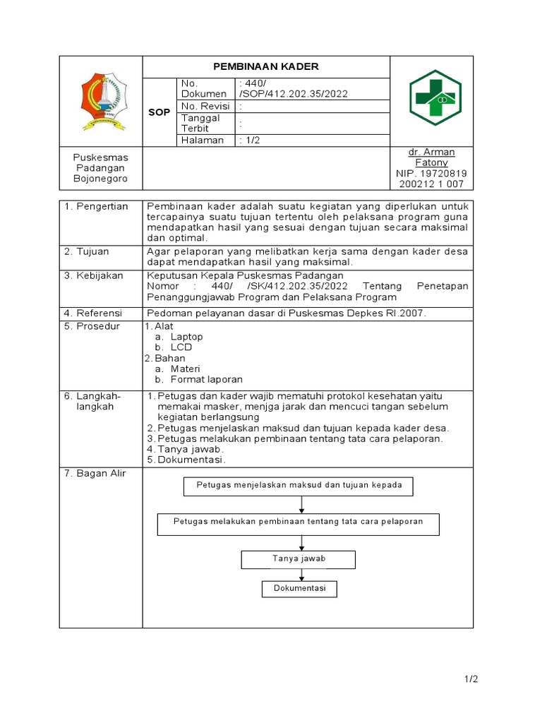 Sop Pembinaan Kader | PDF
