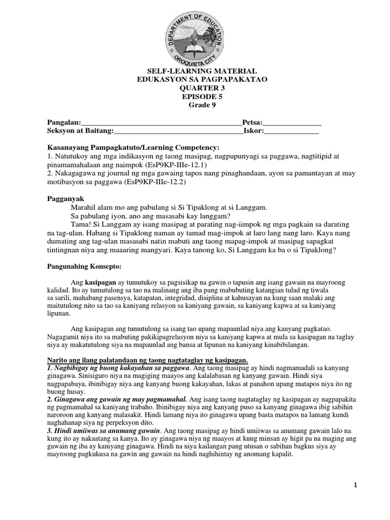 Esp9 Q3 Ep.5 SLM | PDF