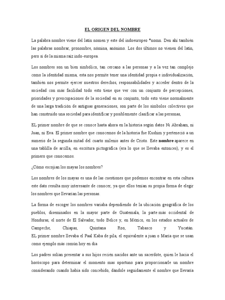 El Origen El Nombre | PDF | Civilización maya | Sociedad