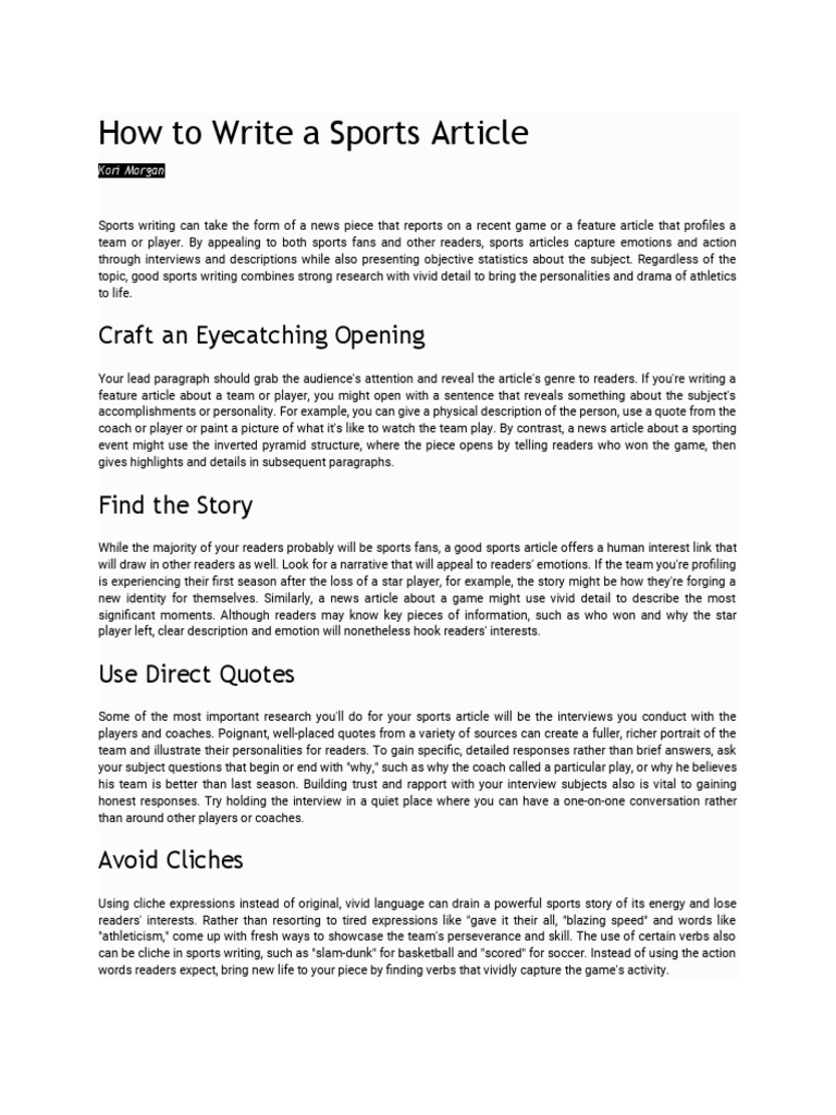 How To Write A Sports Article | PDF | Plain Language | News