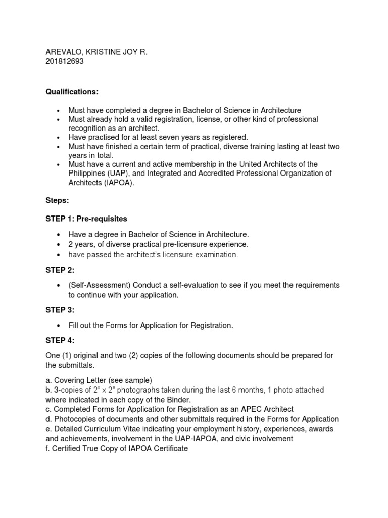 Apec Architect Assignment | PDF | Licensure | Architect