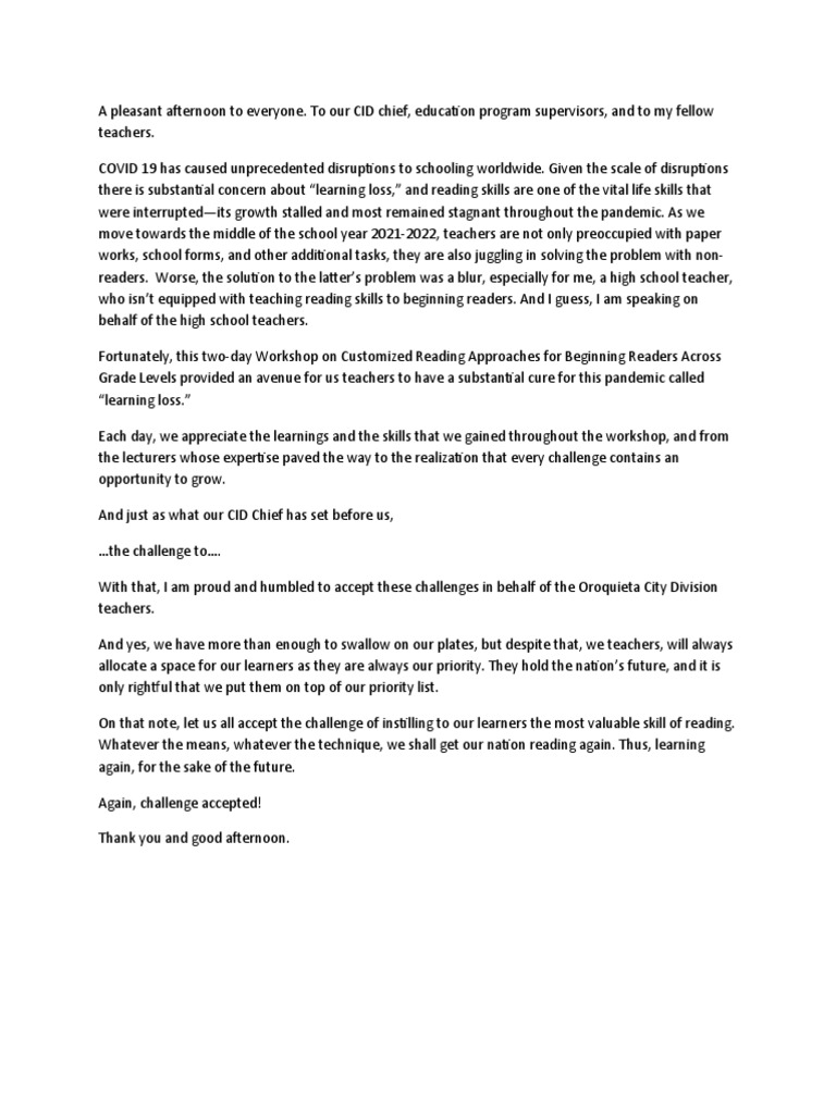 Acceptance Speech | PDF