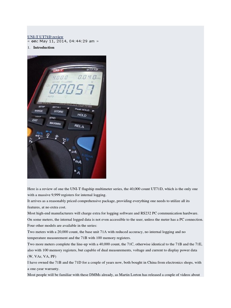 UT71 Review | PDF | Resistor | Capacitor
