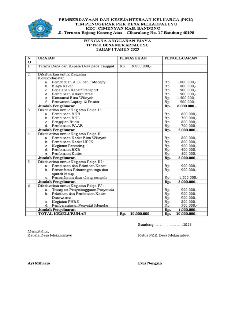 Rab PKK 2023 Kasi Pelayanan | PDF