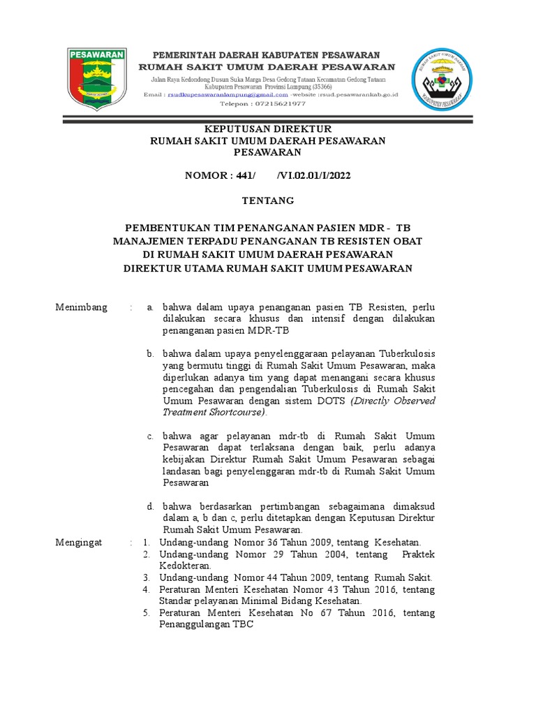 SK Pembentukan MDR-TB | PDF