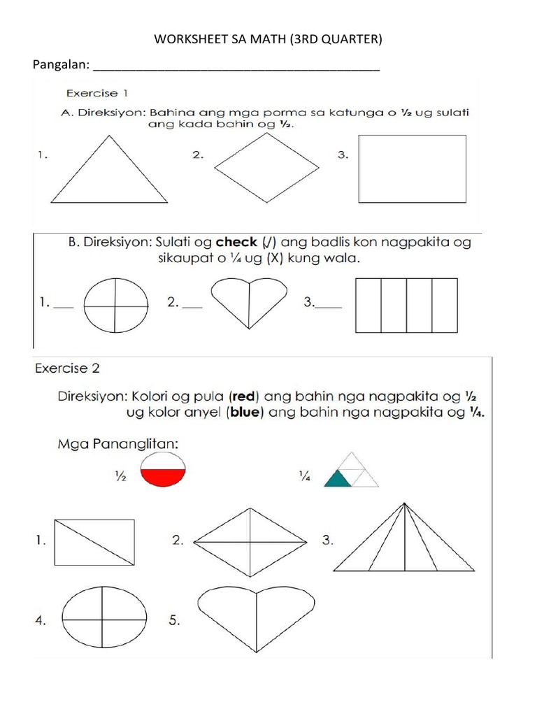 WORKSHEET SA MATH Week 2 | PDF