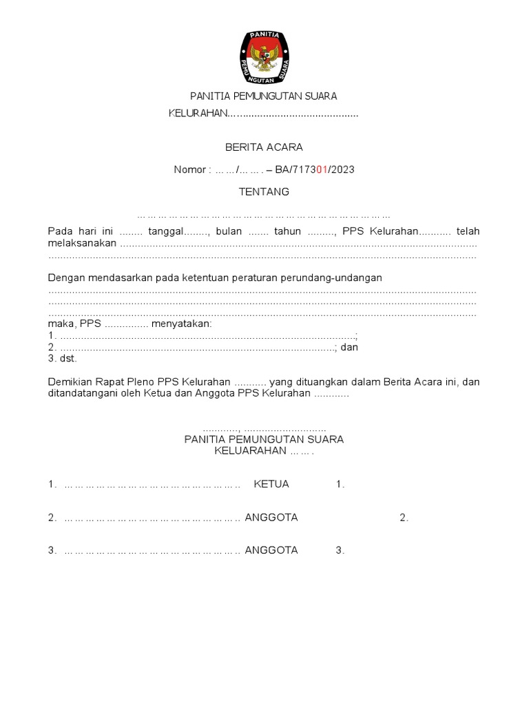 TEMPLATE - BERITA ACARA (Kertas A4) | PDF