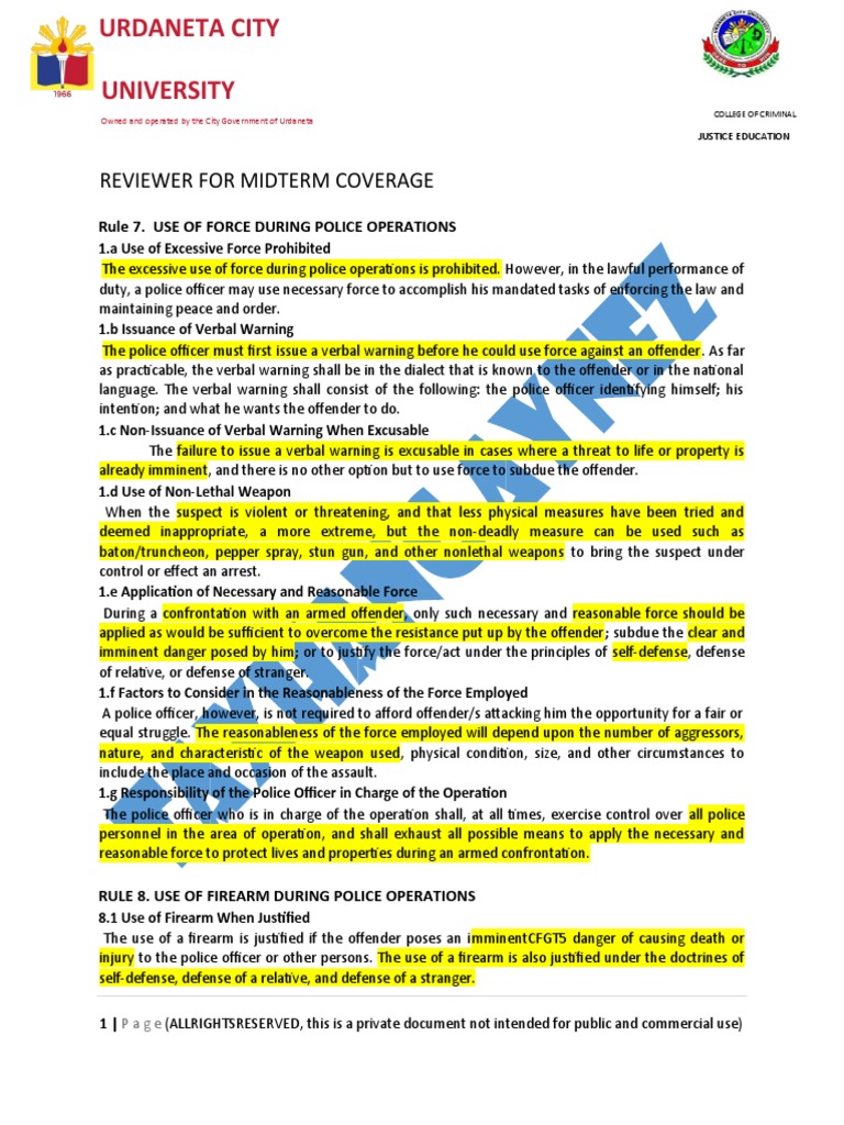 Use of force and firearms rules | PDF | Reasonable Suspicion | Police