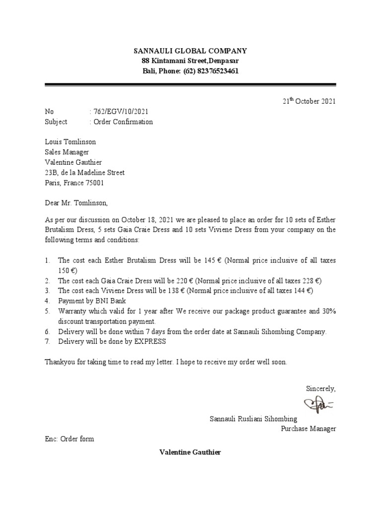 Confirmation Letter - Sanna | PDF | Money | Business Process