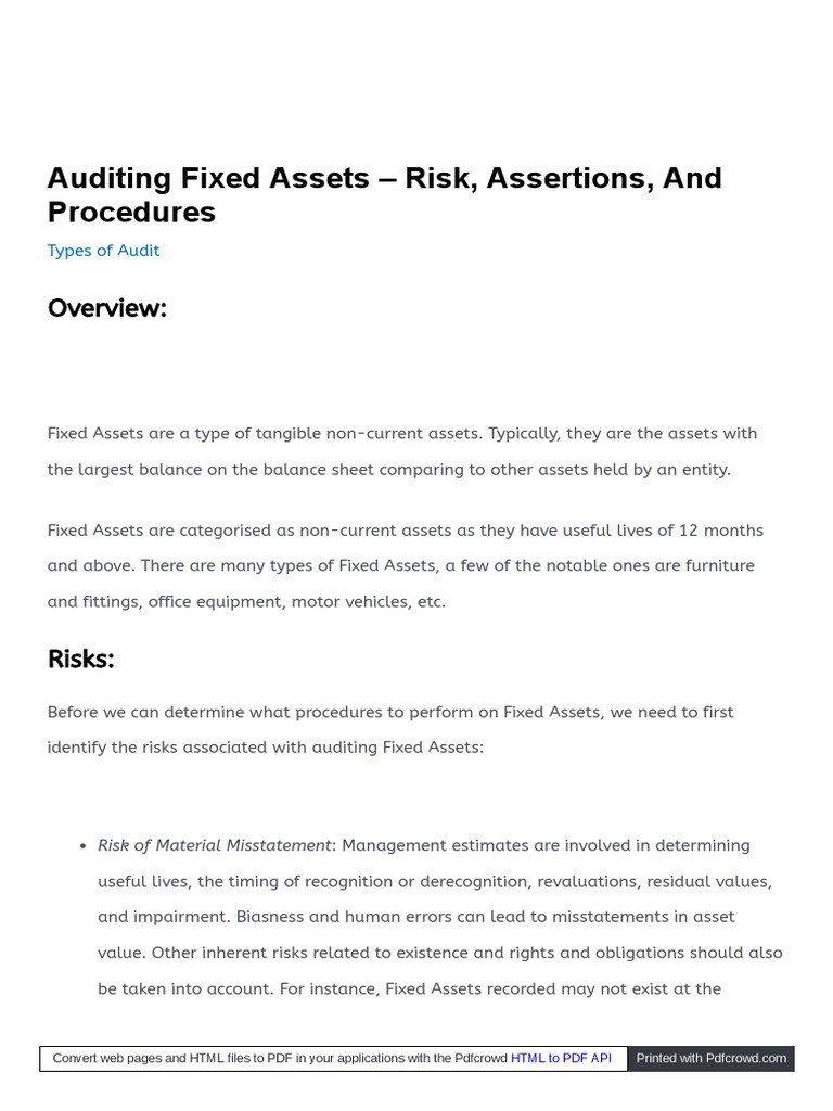 Fixed Asset Audit Procedures Explained | PDF | Audit | Fixed Asset