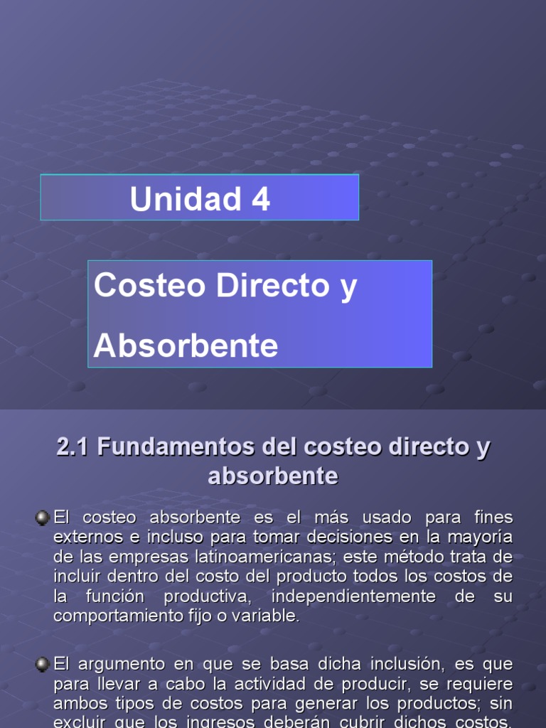 Costeo Directo y Absorbente | PDF | Ciencias económicas | Economias