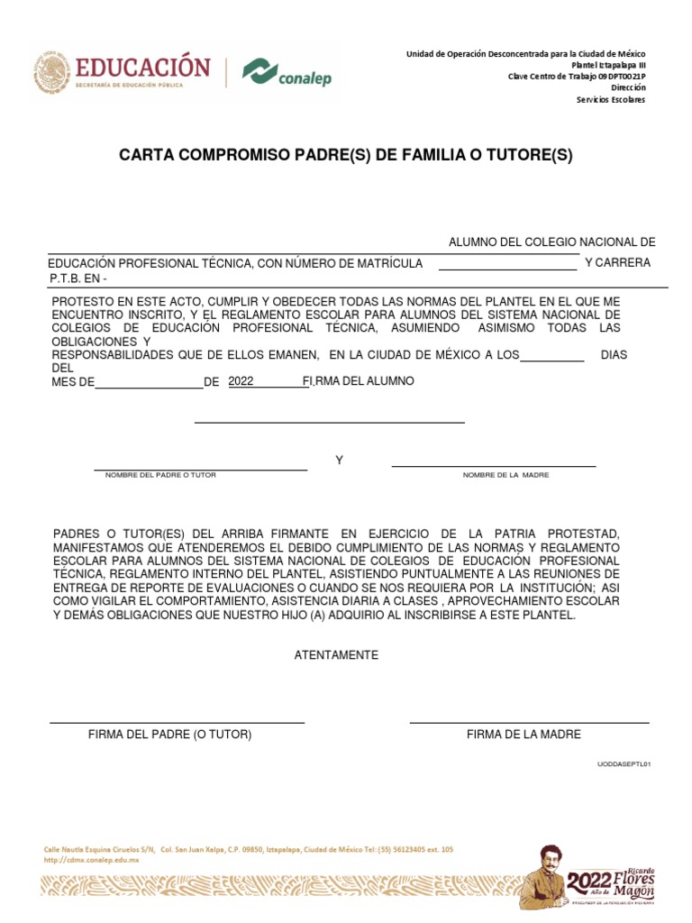 Carta Compromiso. | PDF