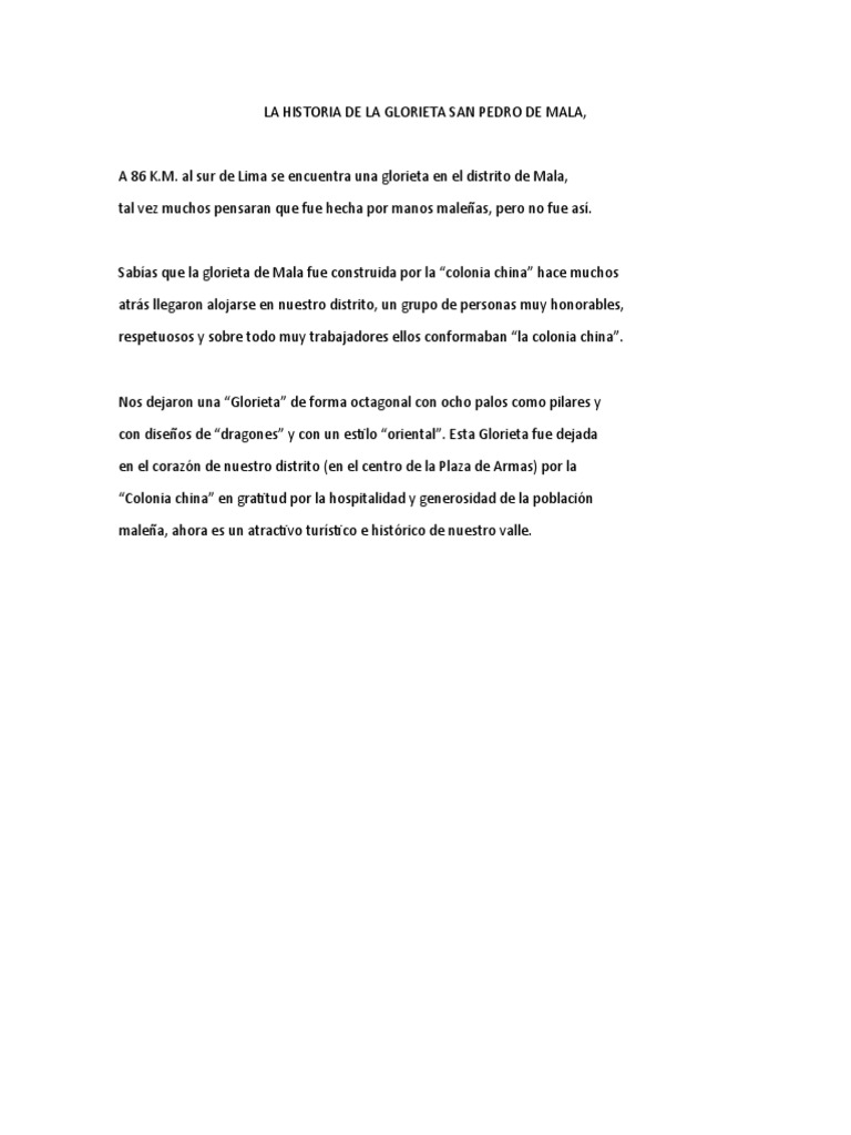 La Historia de La Glorieta San Pedro de Mala | PDF La Historia de La Glorieta San Pedro de Mala | PDF
