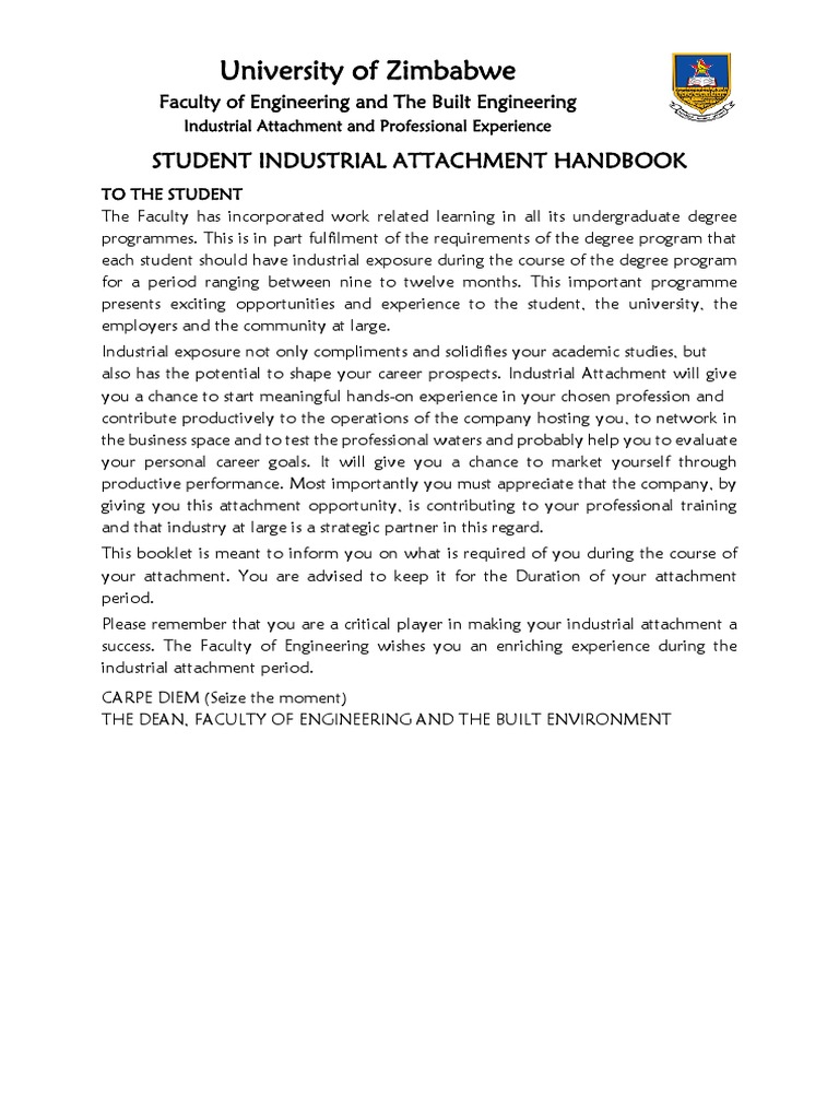 Student Industrial Attachment Handbook | PDF | Attachment Theory ...