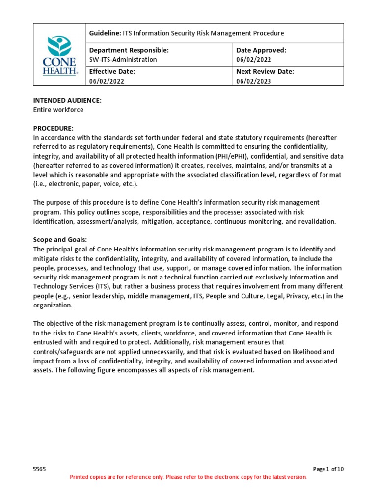 HITRUST Policies - Information Security Risk Management Procedure | PDF | Risk Management ...