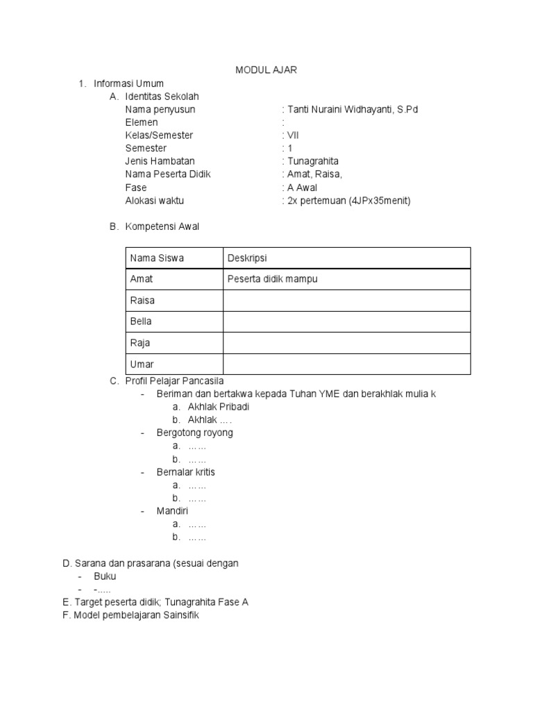 Contoh MODUL AJAR | PDF
