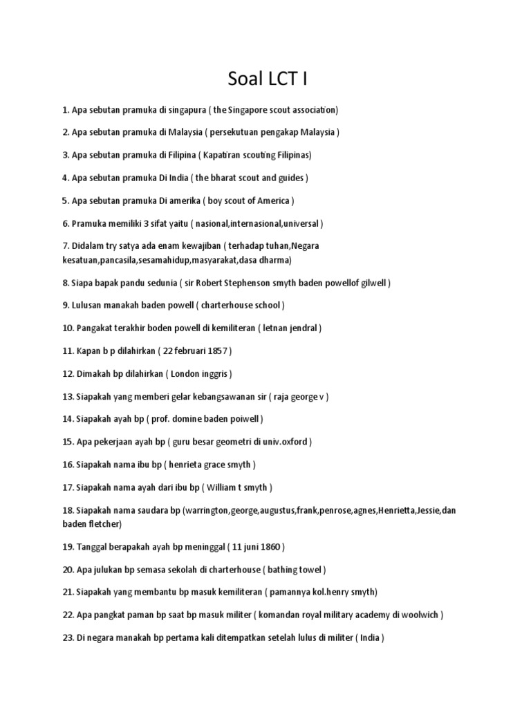 Soal LCT Pramuka | PDF