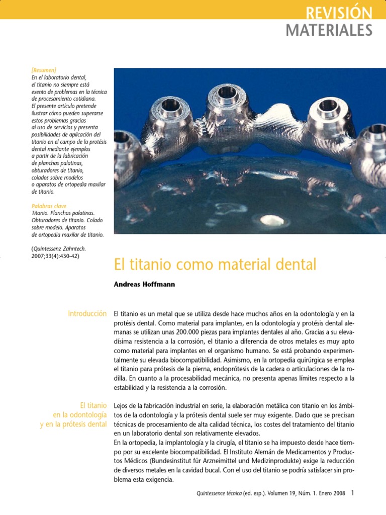 Materiales: Revisión | PDF | Titanio | Dentadura postiza