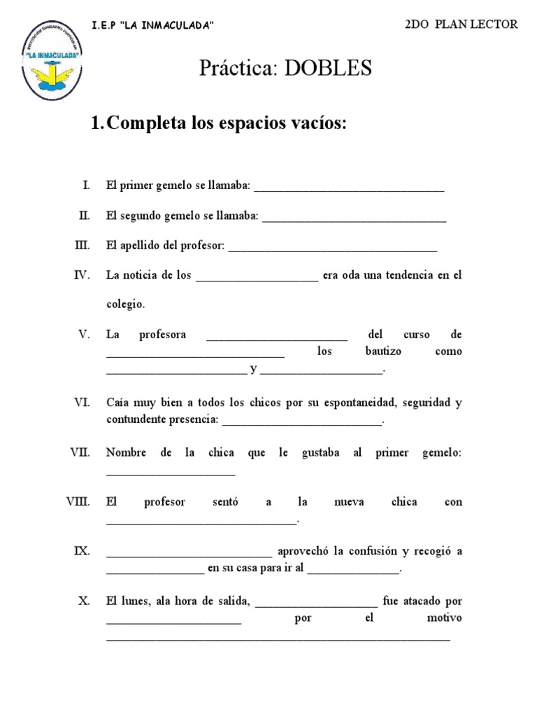 2do Plan Lecor Dobles y Gerardo y Las Arañas | PDF