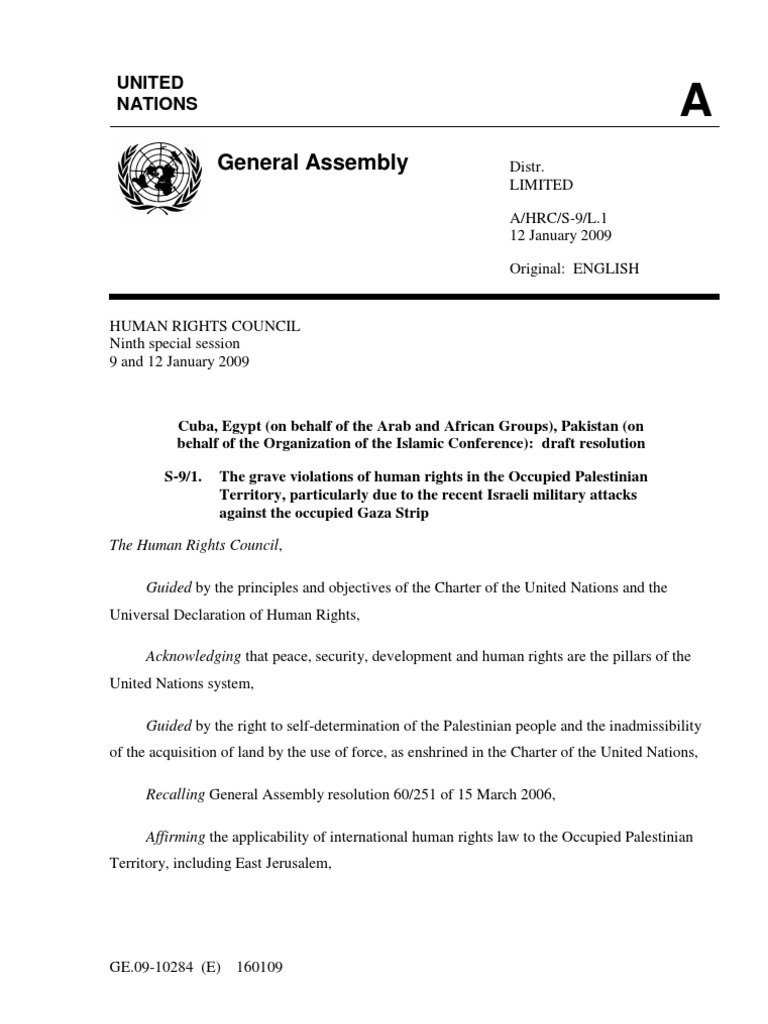 UN Resolution Against Israel | PDF | Palestinian Territories | Gaza Strip