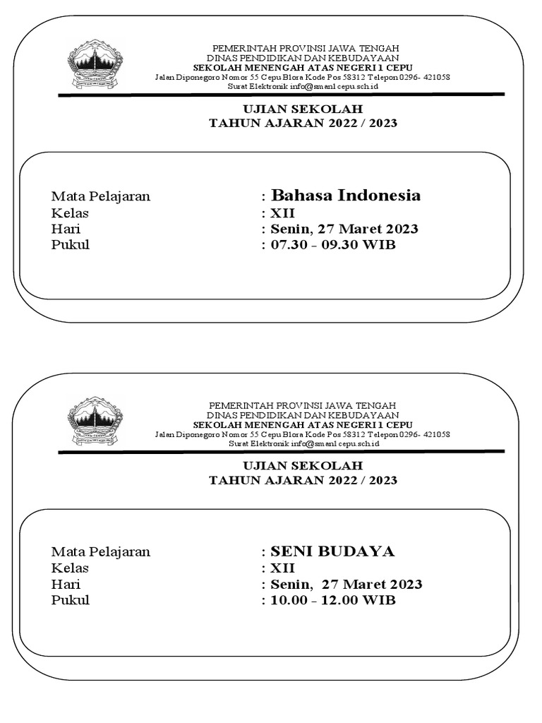 Cover Amplop Soal Xii | PDF