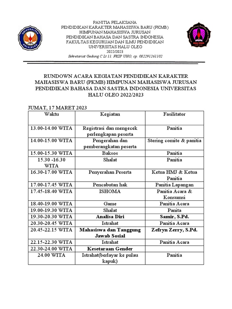 RUNDOWM ACARA PKMB 2023 | PDF