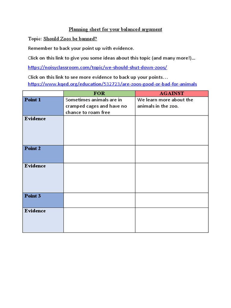 Balanced Argument Planning for Zoos | PDF | Philosophy | Wellness