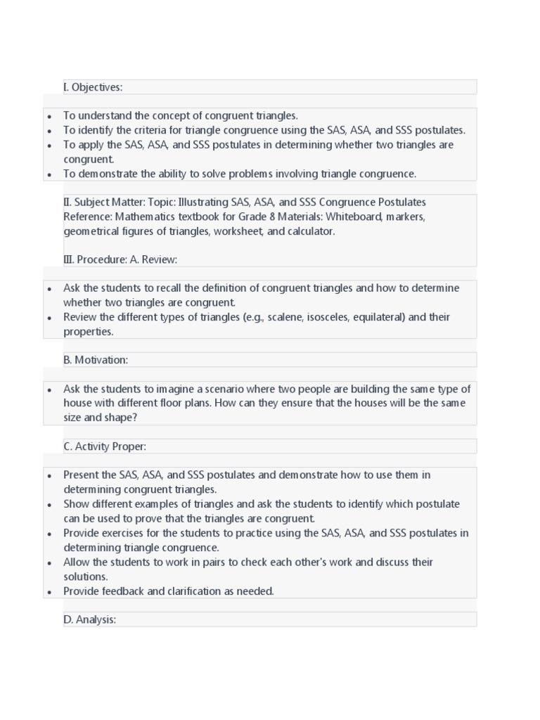 Triangle Congruence: SAS, ASA, SSS | PDF | Triangle | Axiom